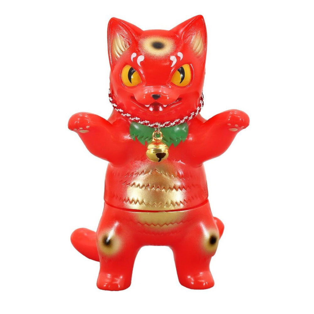 Negora Red Lucky Cat Sofubi Art Toy by Konatsuya - Mindzai